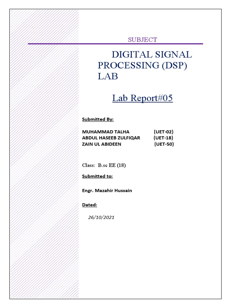 Digital Signal Processing (DSP) LAB Lab Report#05: Subject | Download Free PDF | Signal ...