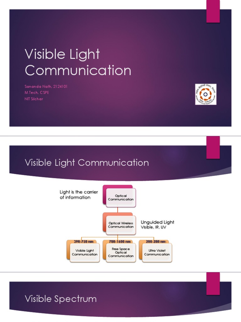 Visible Light Communication, Sananda Nath 2124101 | PDF | Light | Light ...