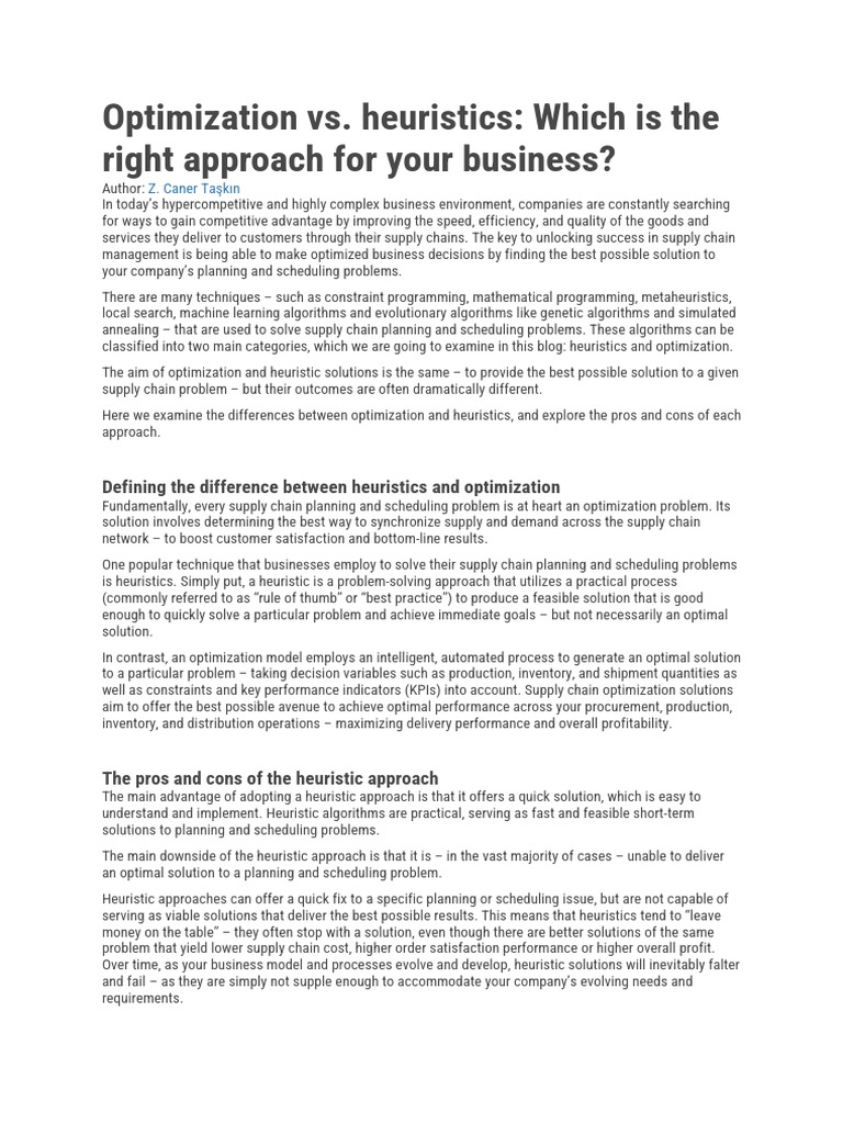 Heuristics Vs Optimization | PDF | Mathematical Optimization ...