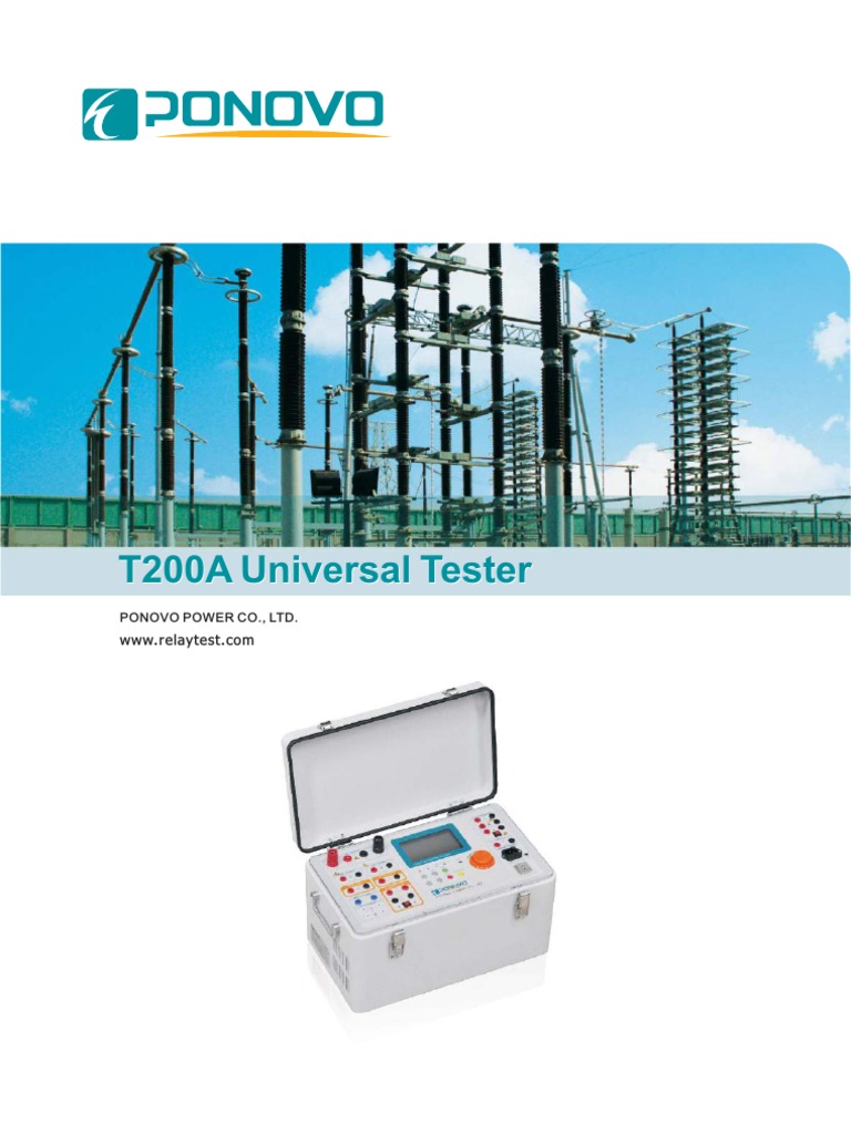 T200A Single Phase Universal Test Set | PDF | Relay | Power Supply