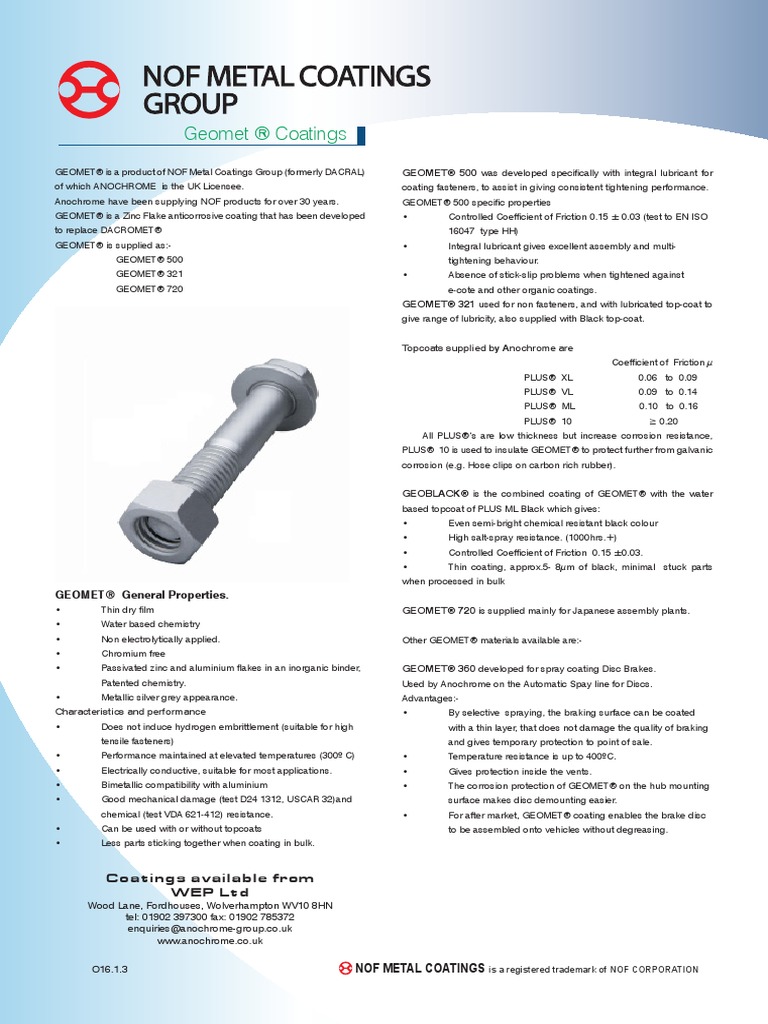 Geomet ® Coatings | PDF | Corrosion | Rust