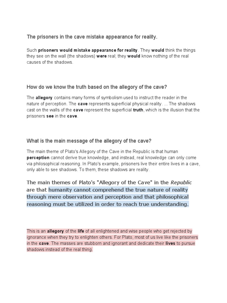 Allegory of The Cave Overall, Education Through Philosophical Reasoning ...