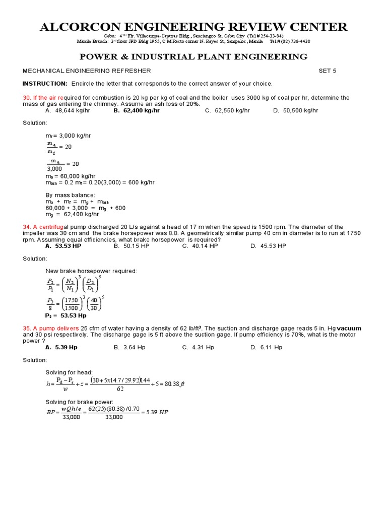 Alcorcon Engineering Review Center: Power & Industrial Plant ...