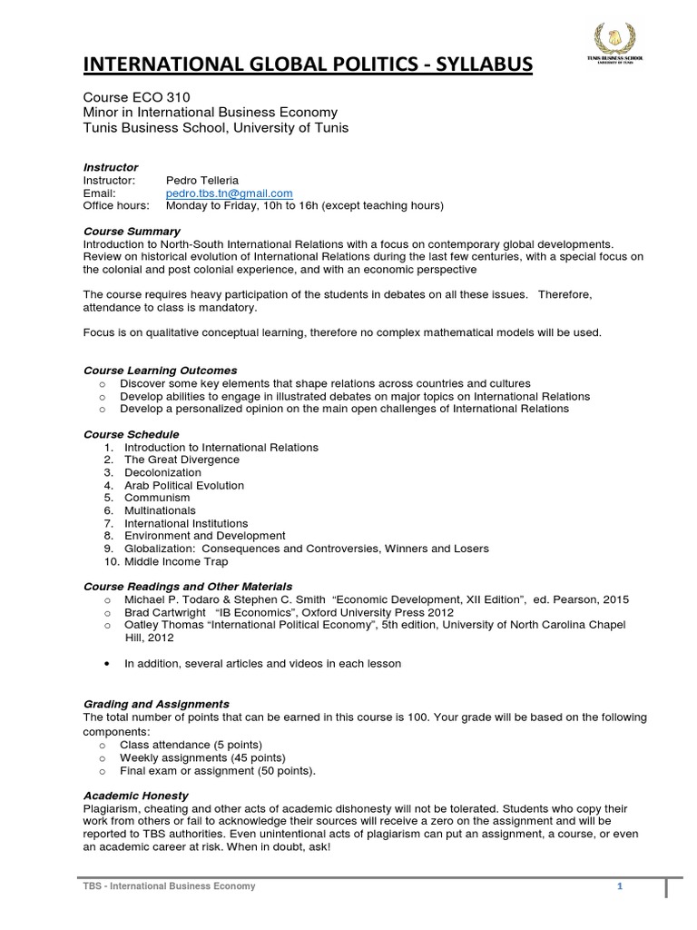 International Global Politics - Syllabus | Download Free PDF | Academic ...