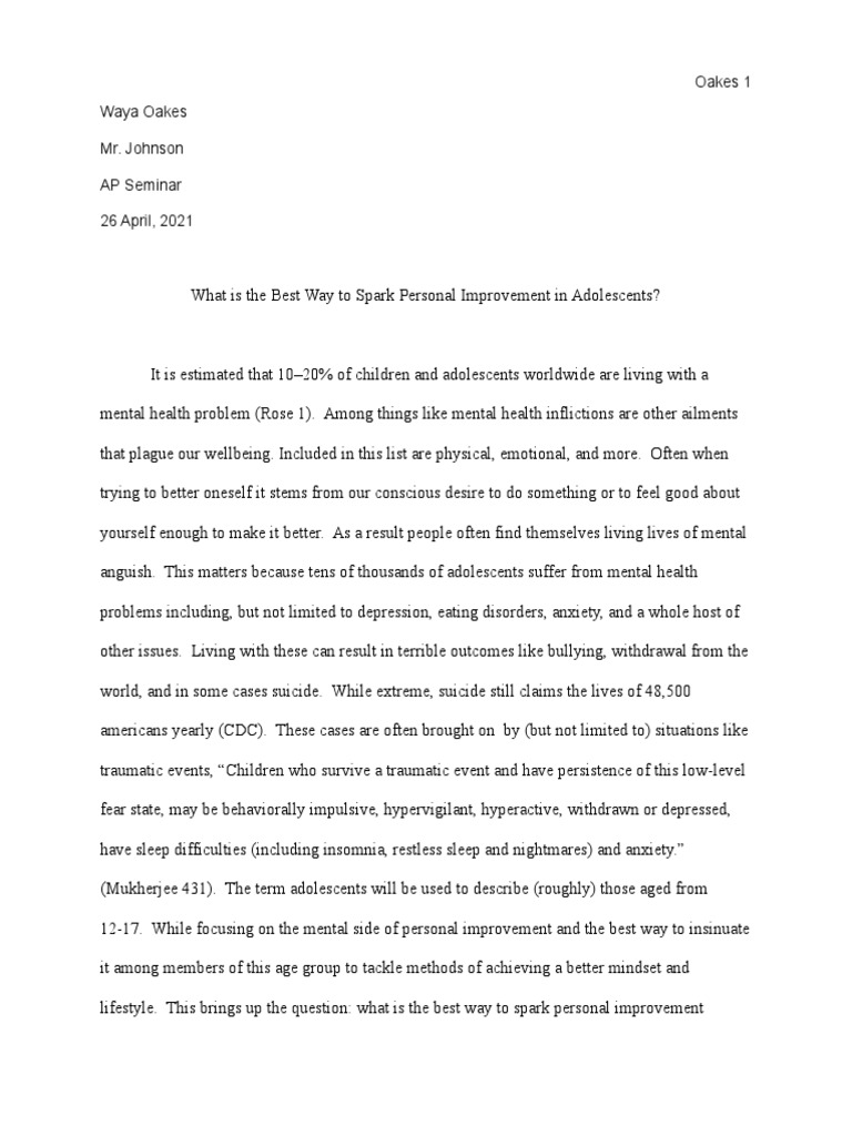 E-Portfolio Writing Sample - Iwa Research Project | PDF | Psychotherapy ...