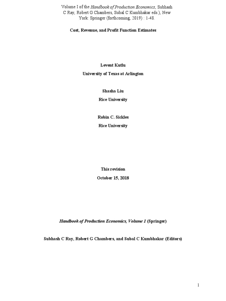 Cost, Revenue, and Profit Functions Explained | PDF | Production ...