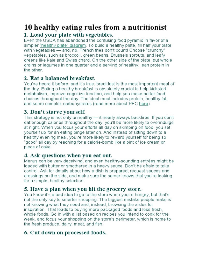 10 Healthy Eating Rules From A Nutritionist | PDF | Whole Grain | Foods