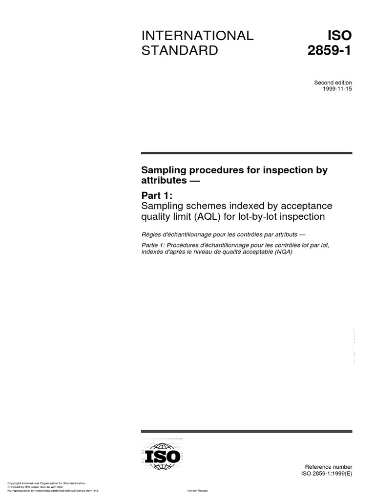 International Standard: Sampling Procedures For Inspection by ...