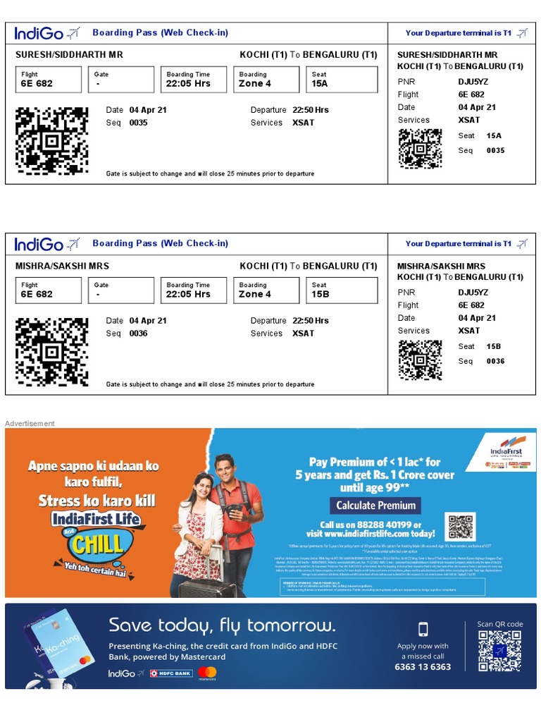6E 682 22:05 Hrs Zone 4 15A: Boarding Pass (Web Check In) | PDF