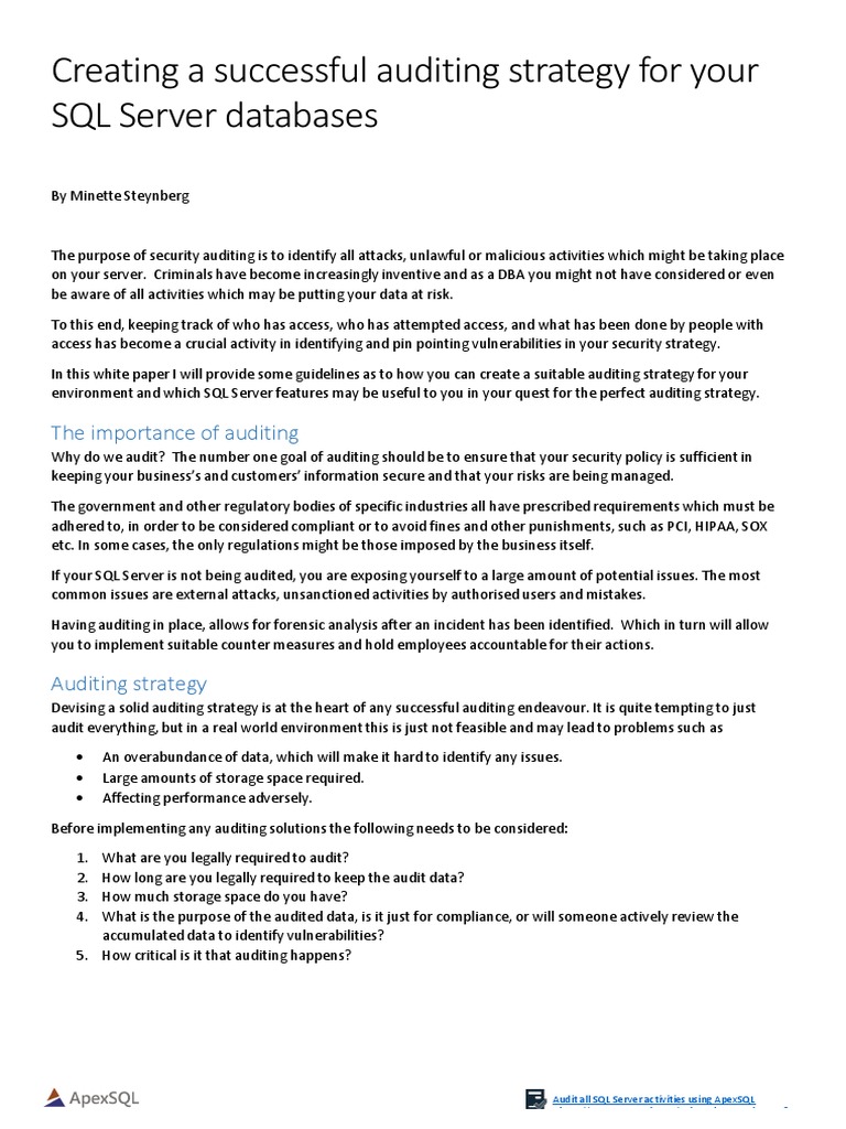 Creating A Successful Auditing Strategy For Your SQL Server Databases ...