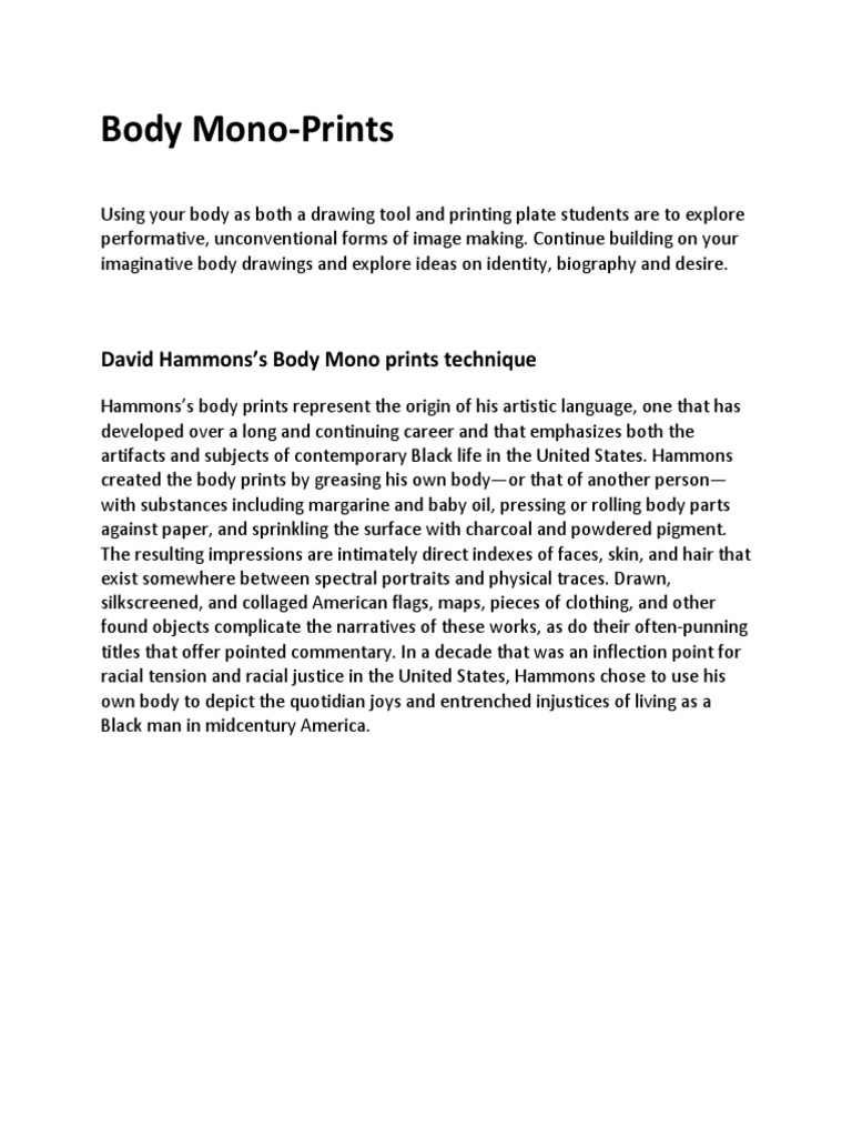 Body Mono Print Project | PDF