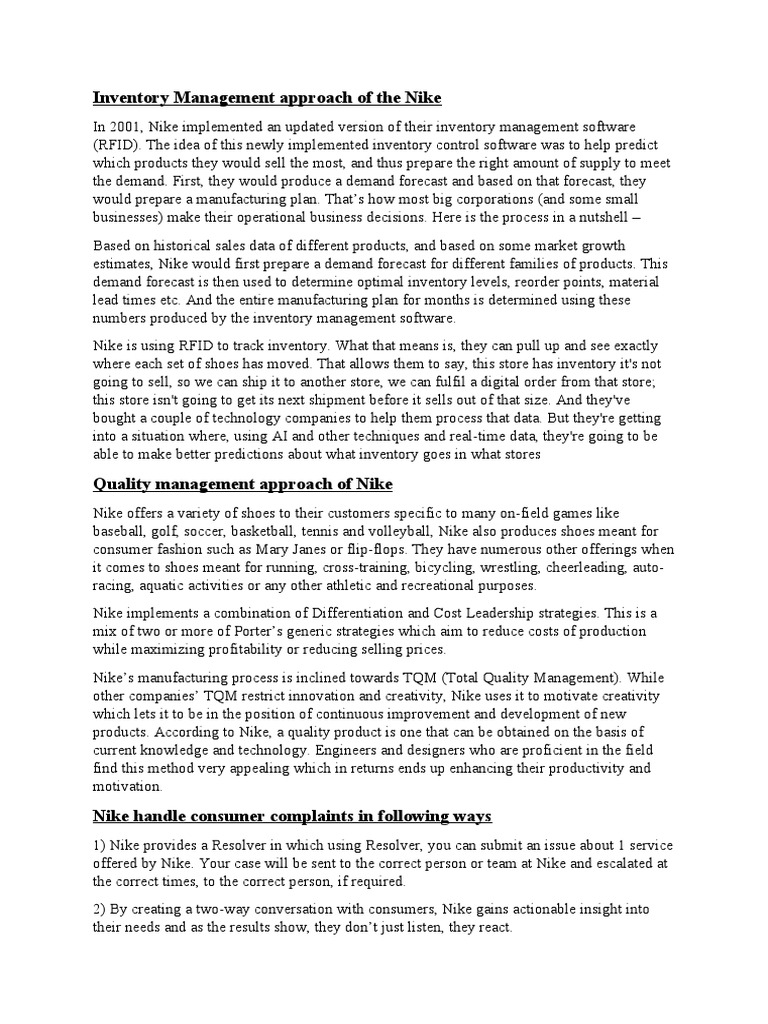 Inventory Management Approach of The Nike | PDF | Inventory | Nike