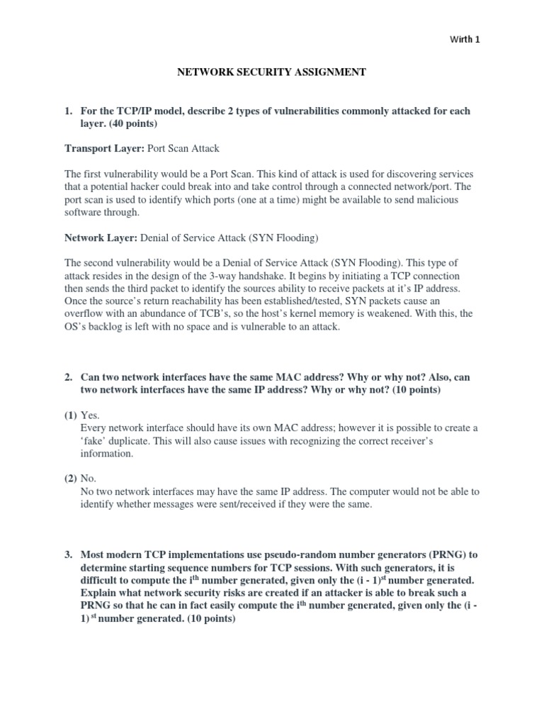 Network Security Assignment | PDF | Transmission Control Protocol | Computer Network
