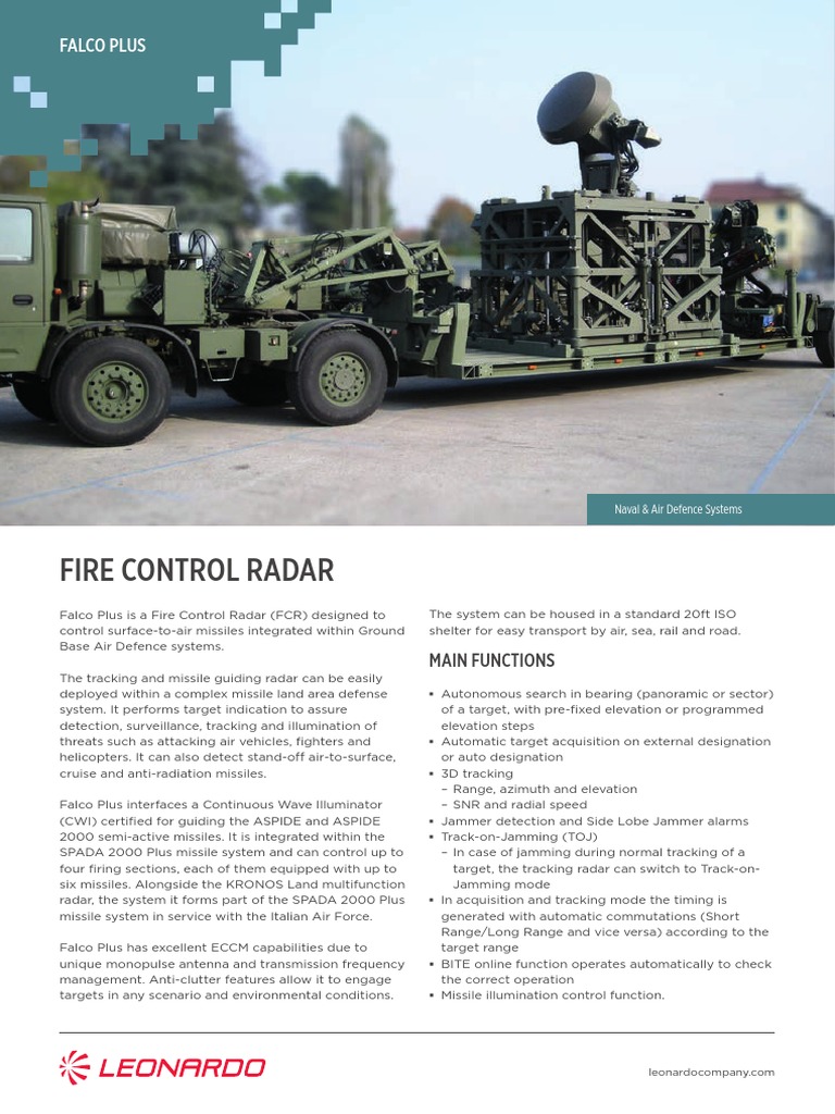 Falco Plus Fire Control Radar LQ Mm08809 | PDF | Radar | Anti Aircraft ...