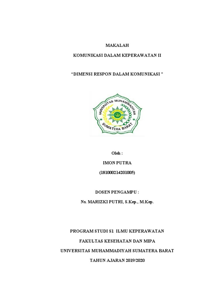 Makalah Komunikasi Dimensi Respon | PDF