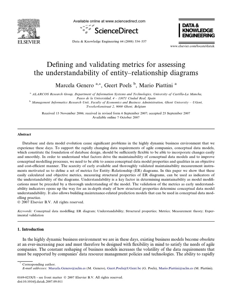 Defining and Validating Metrics For Assessing The Understandability of Entity-Relationship ...