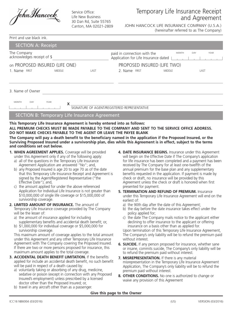 Temporary Life Insurance Receipt | PDF | Life Insurance | Insurance