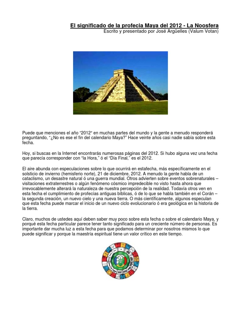 El Significado de La Profecia Maya Del 2012 - Jose Arguelles | PDF ...