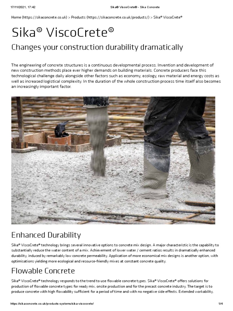 Sika® ViscoCrete® - Sika Concrete | PDF | Concrete | Building Materials