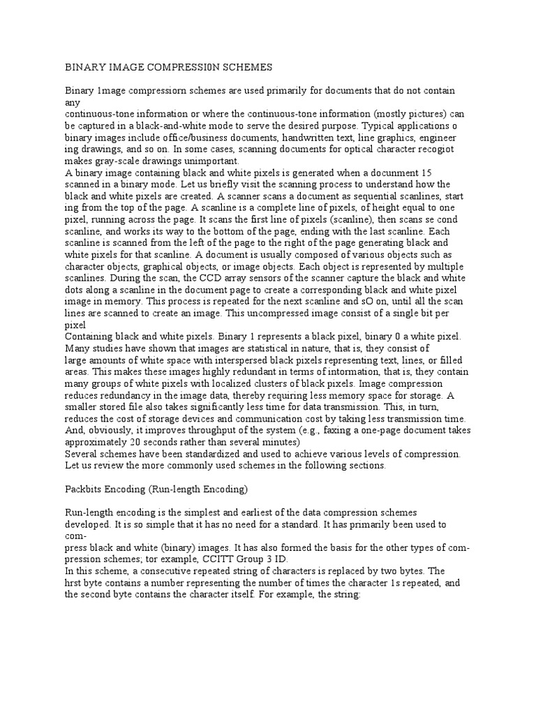 Binary Image Compressi0n Schemes | PDF | Image Scanner | Data Compression