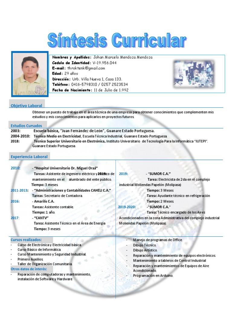 Curriculum Johan | PDF | Contador | Ciencias de la Computación