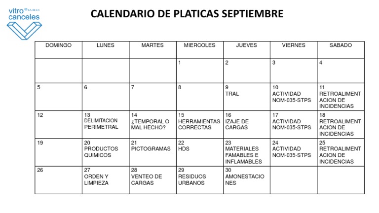 Calendario de Platicas | PDF