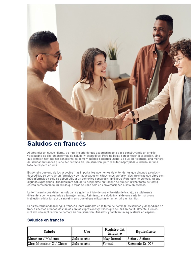 Saludos en Francés | PDF | Idioma francés | Lingüística