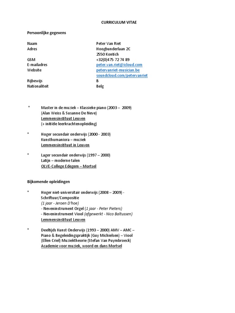 CurriculumVitae PeterVanRiet 082018 | PDF
