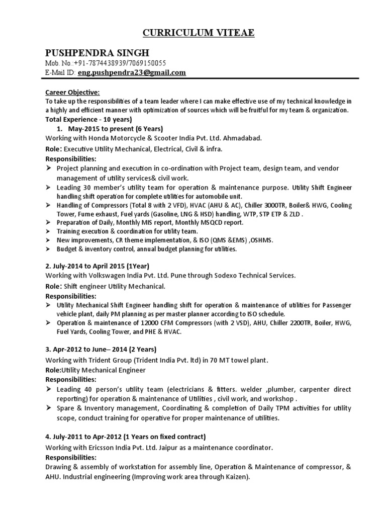 Curriculum Viteae Pushpendra Singh | PDF