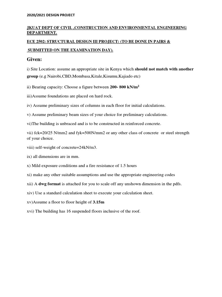 Ece 2502 Design Project | Download Free PDF | Beam (Structure) | Column