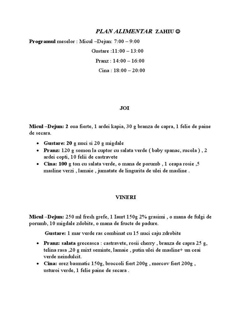 Plan Alimentar Zahi | PDF