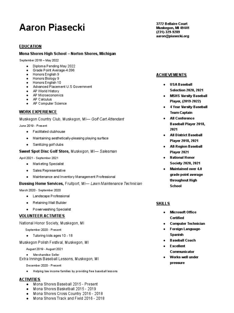 Aaron Piasecki Resume | PDF