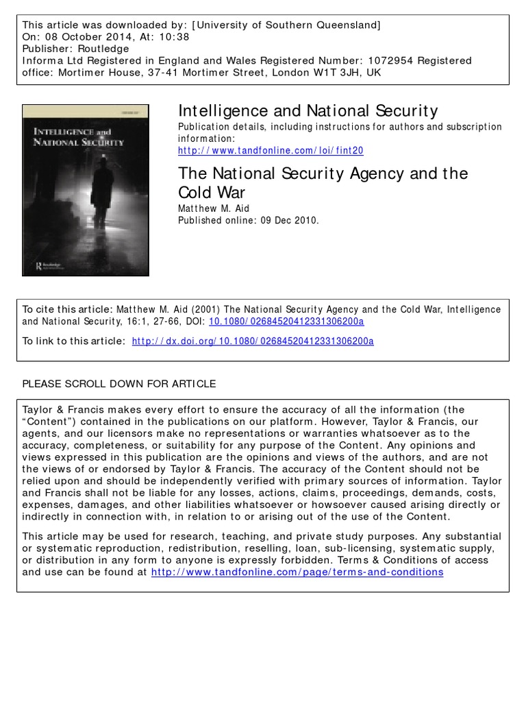 Intelligence and National Security | PDF | National Security Agency ...