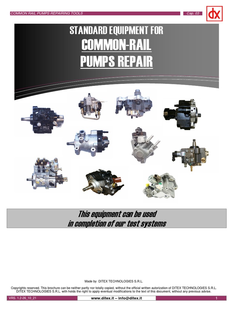 Common-Rail Pumps Repair: Standard Equipment For | PDF | Pump | Tools