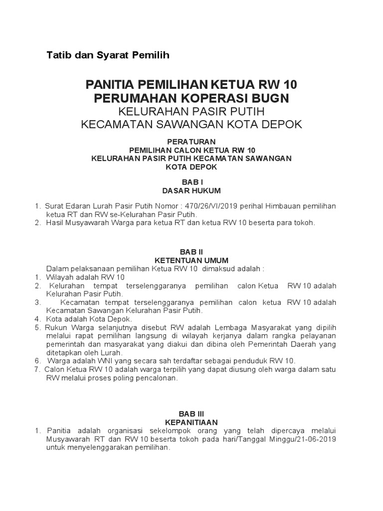 Tatib Dan Syarat Pemilih RW | PDF | Politik | Ilmu Sosial