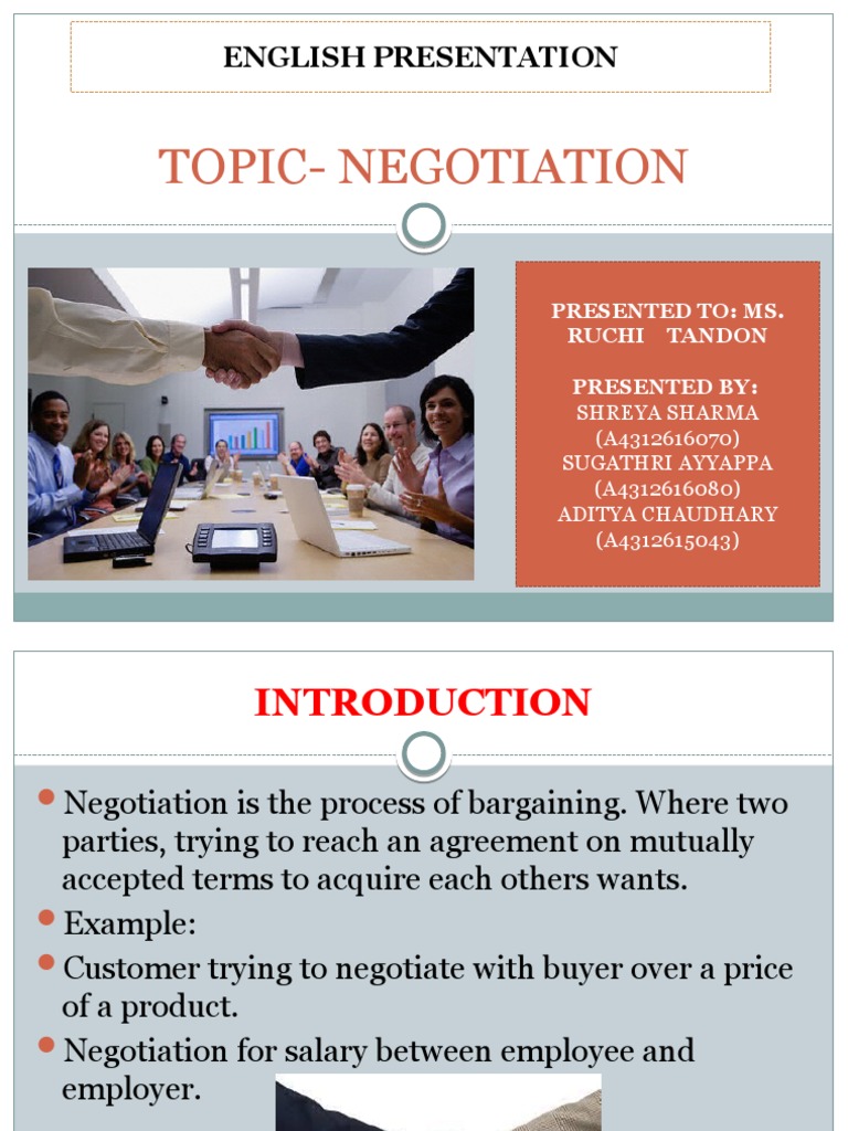 Negotiation PPT Slideshow | PDF | Negotiation | Bargaining