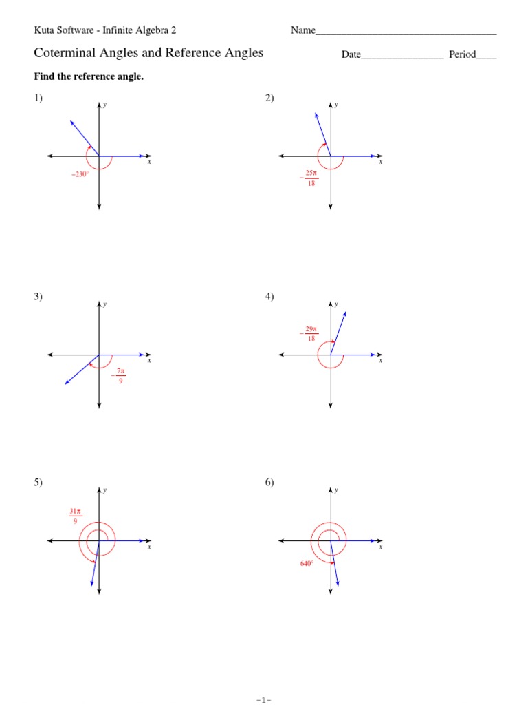 Coterminal Angles and Reference Angles: Find The Reference Angle | PDF ...