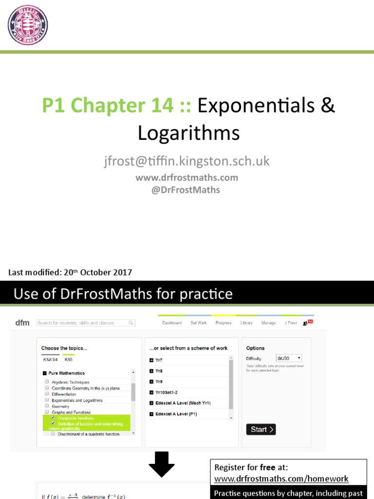 P1 Chapter 14::: Exponentials & Logarithms | PDF | Logarithm | Exponential Function