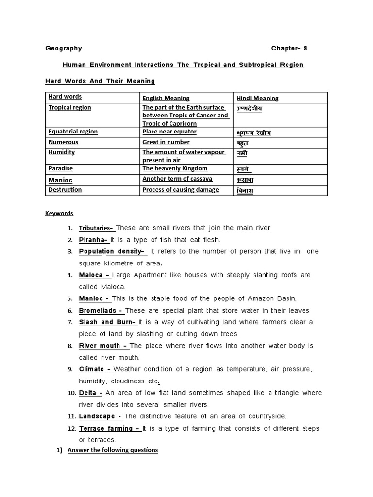 Chapter 8 Geography Class 7 | PDF | Tropics | Amazon River