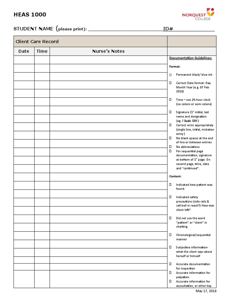 Client Care Record Documentation Guide | PDF | Physical Examination ...