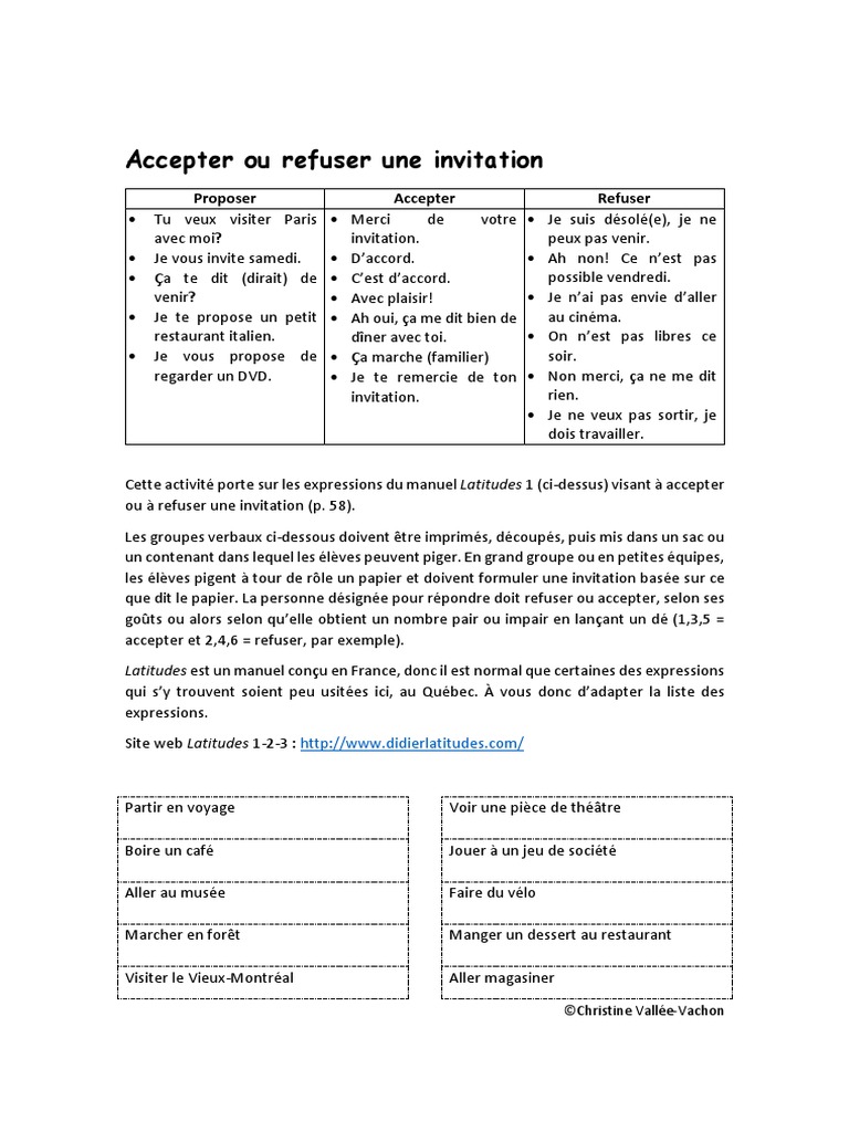 Accepter Ou Refuser Une Invitation | PDF