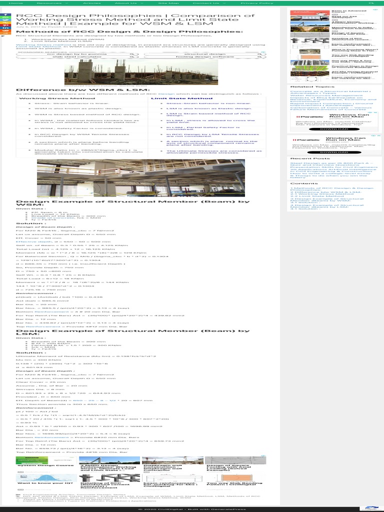 RCC Design Philosophies Comparison of Working Stress Method and Limit ...