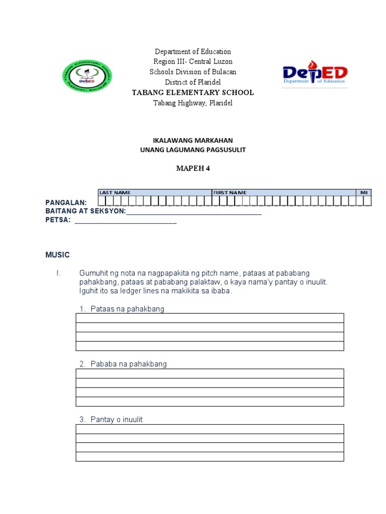 ST - Mapeh 4 - Q2 | PDF