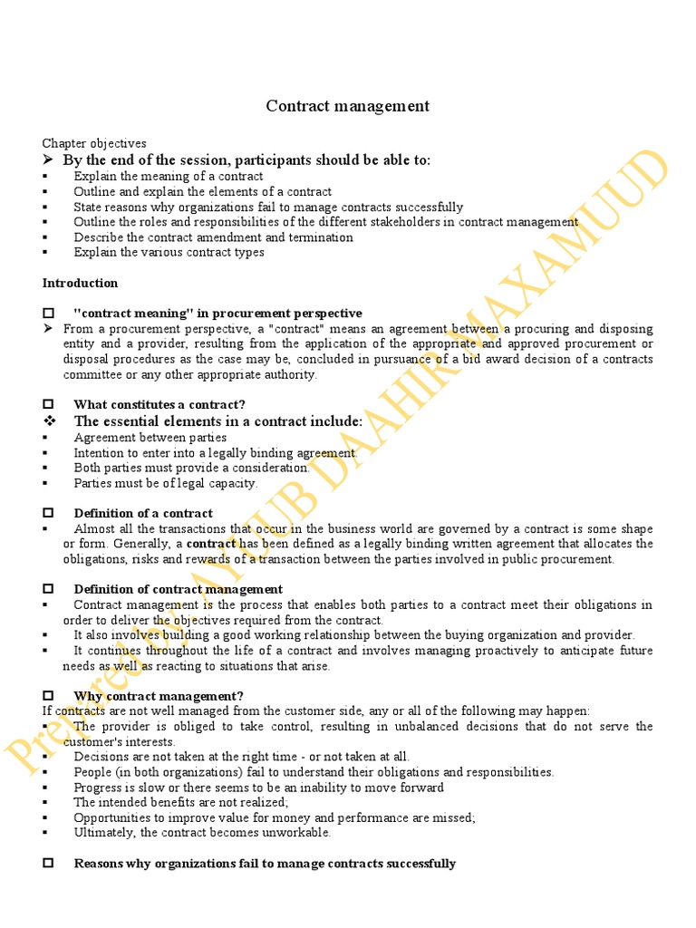 Contract Management Essentials | PDF | Risk Management | Risk