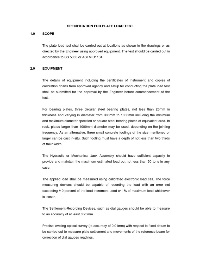 Plate Load Test | PDF | Calibration | Time