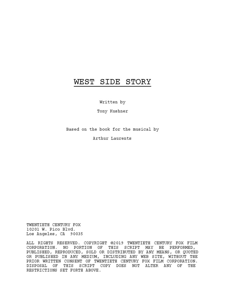 West Side Story Read The Screenplay | PDF | Travel | History