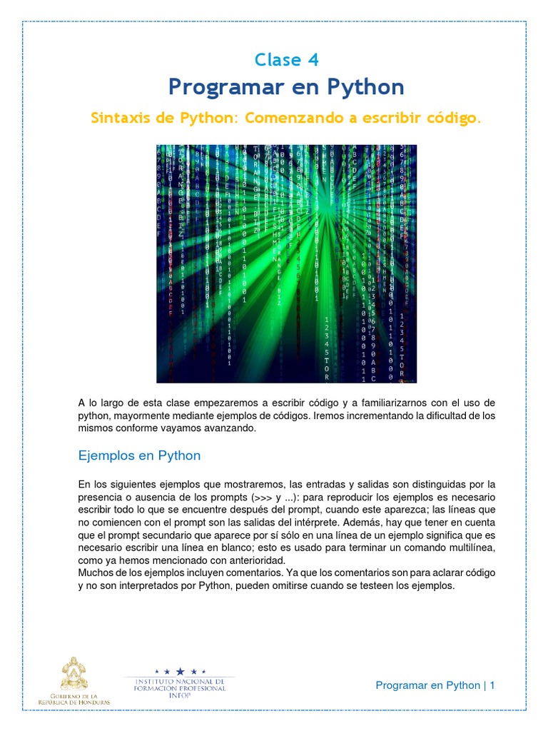 Clase 4 - Sintaxis de Python Comenzando A Escribir Código | PDF ...