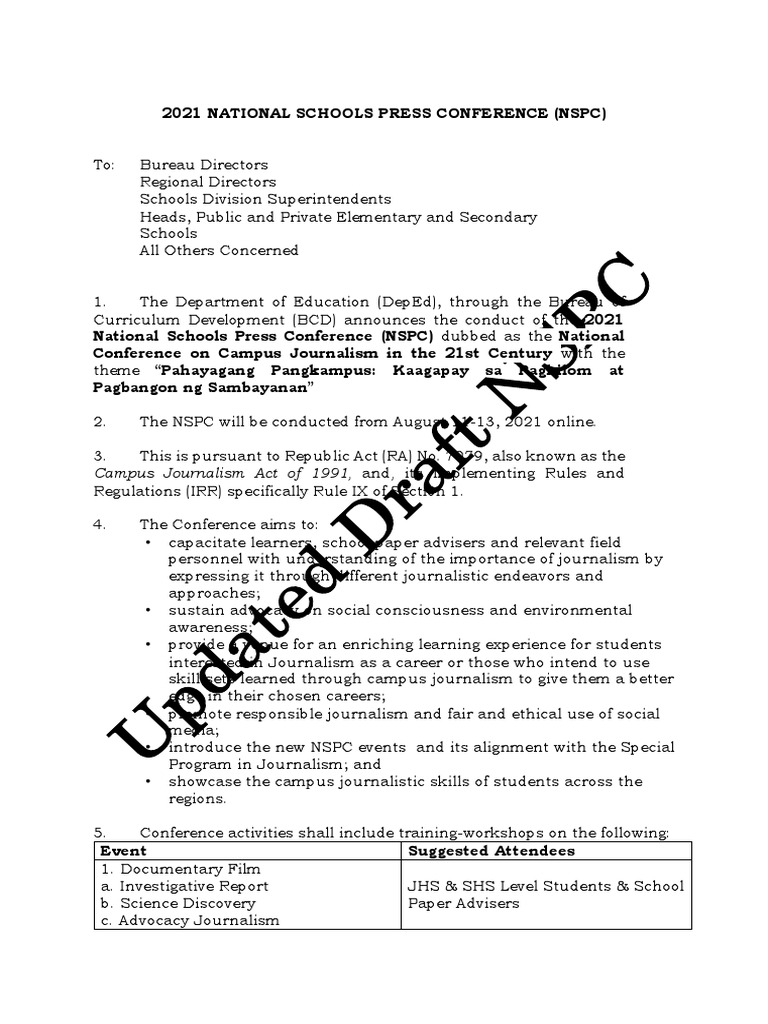 2021 NSPC Guidelines As of June 17 | PDF | Journalism | Communication
