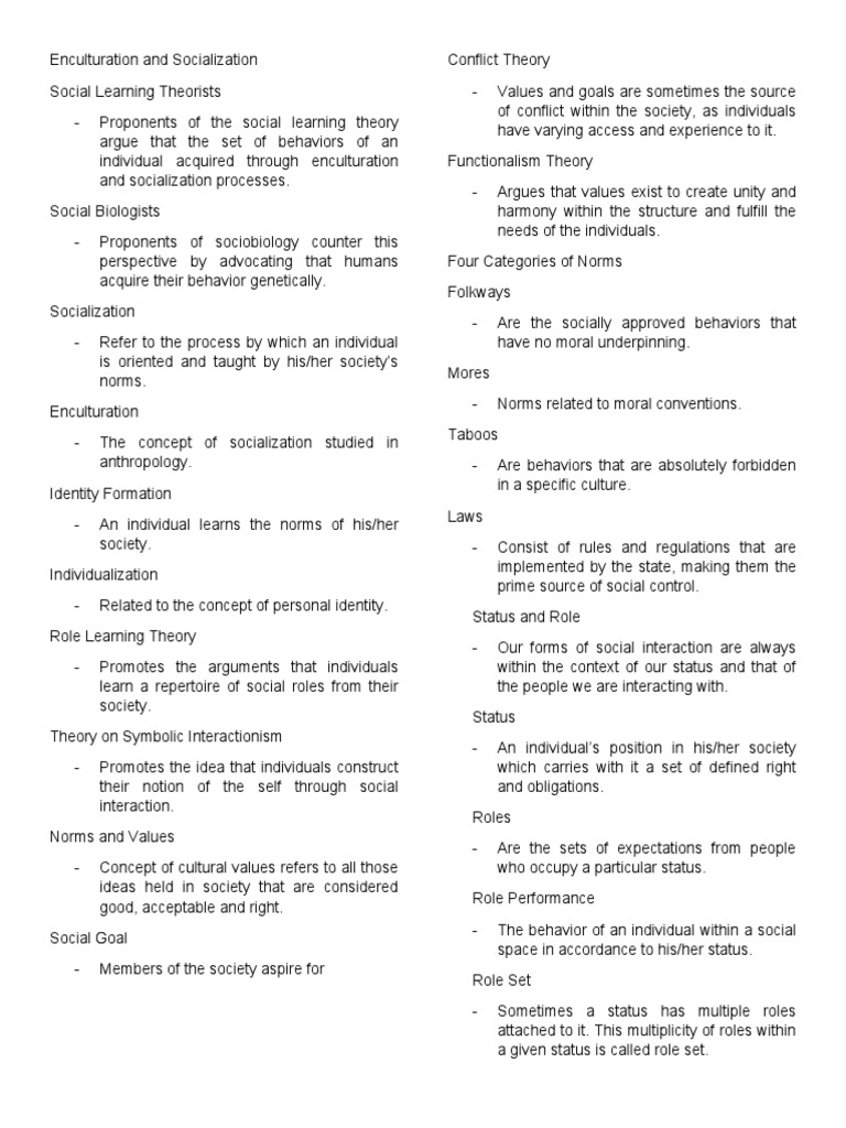Enculturation and Socialization | Download Free PDF | Deviance ...