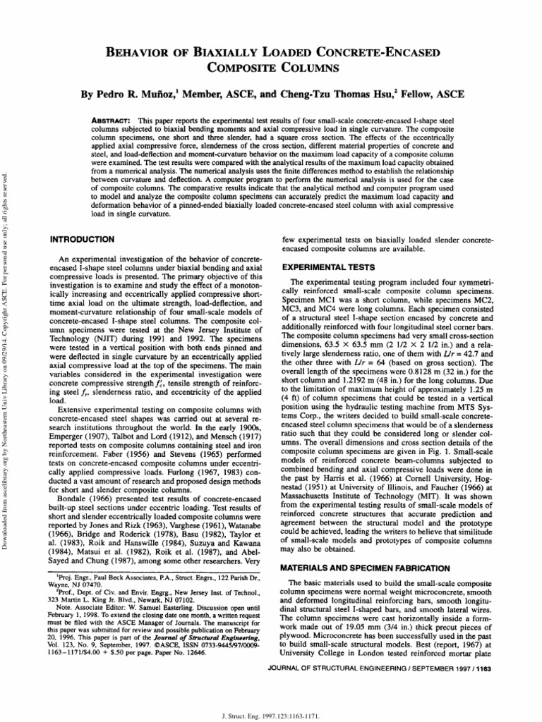 Behavior of Biaxially Loaded Concrete-Encased Composite Columns by ...